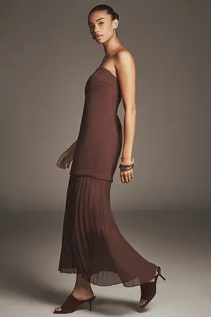 Anthropologie Strapless Pleated Midi Dress