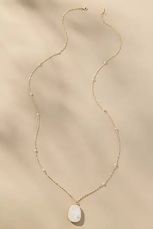 Anthropologie Stone Pendant Necklace - Clear