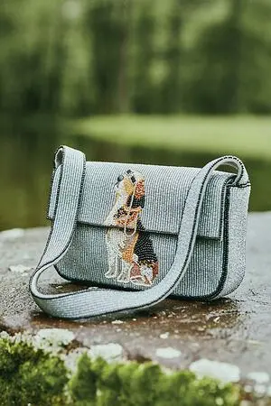 Anthropologie By Anthropologie Fiona Beaded Animal Bag Grey