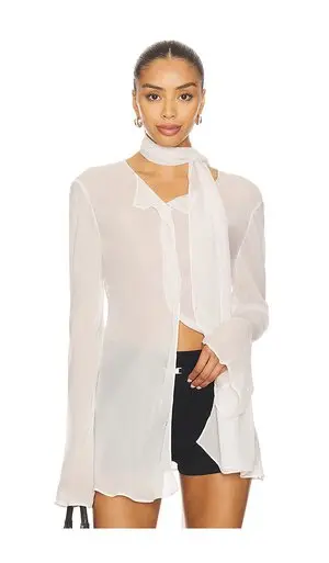 Women's Button-Up Sheer Blouses