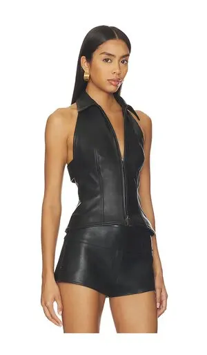 Cult Gaia Jill Leather Halter Top