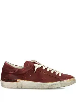Philippe Model PRSX Distressed Lace-Up Sneakers Red