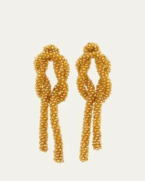 Oscar De La Renta Beaded Knot Earrings - Yg