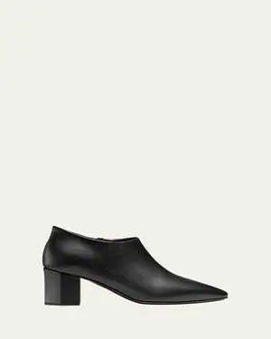 BOUGEOTTE Leather Booties With Hexagon Heel - Black