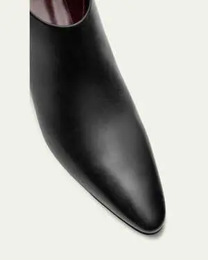 BOUGEOTTE Leather Booties With Hexagon Heel - Black