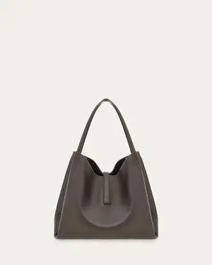 FERRAGAMO Medium Leather Tote Bag - Concrete