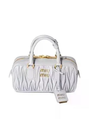 Miu Miu Arcadie Matelassé Leather Tote Bag - Grey