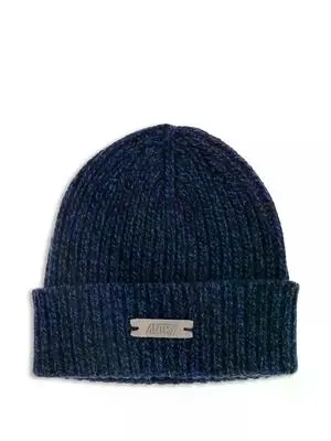 AUTRY Ribbed-knit Logo Beanie - Blue