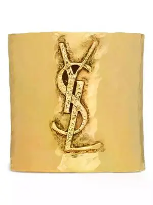 Saint Laurent Cassandre Logo Hammered Cuff - Metallic
