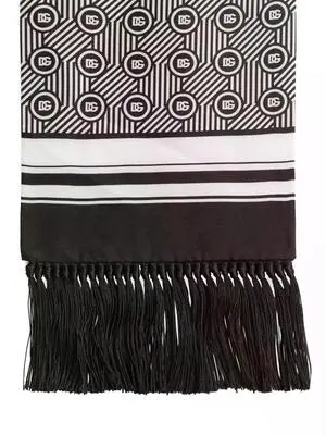Dolce & Gabbana Geometric-pattern Fringed Scarf - Black