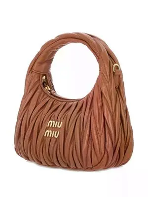 Miu Miu Matelassé Nappa Leather Tote Bag - Brown