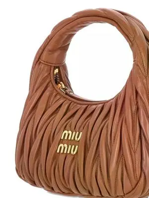 Miu Miu Matelassé Nappa Leather Tote Bag - Brown
