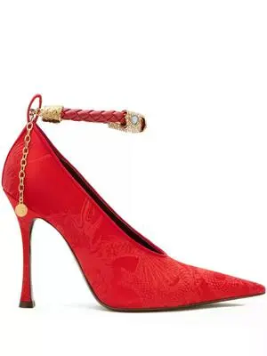 Roberto Cavalli Jacquard Jewel-strap Pumps - Red