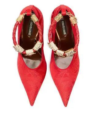 Roberto Cavalli Jacquard Jewel-strap Pumps - Red