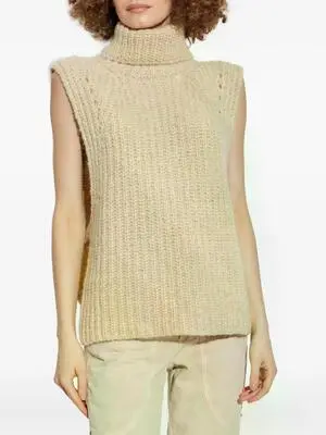 Isabel Marant Étoile Ribbed Knit Turtleneck Vest - Neutrals