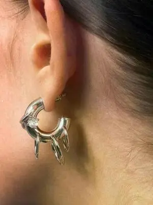 PANCONESI Pierced Embellished Hoop Earrings