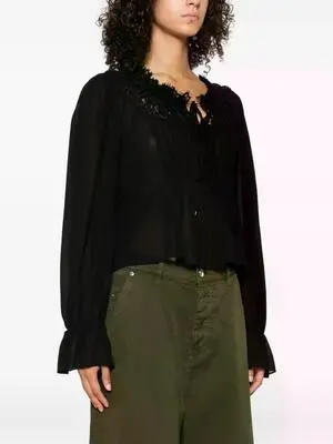 Chloé Lace-trimmed Pleated Blouse