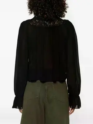 Chloé Lace-trimmed Pleated Blouse