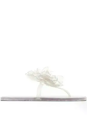 Farm Rio Flower-embellished Thong Sandals - Neutrals