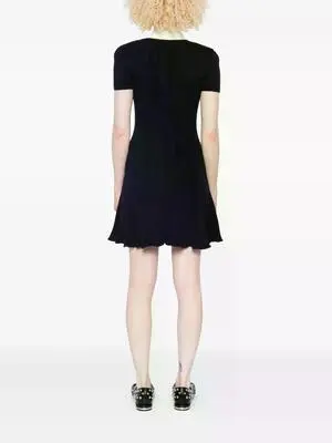 SELF-PORTRAIT Collared Mini Dress With Button Detail - Blue