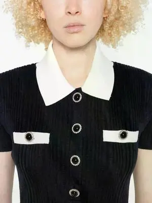 SELF-PORTRAIT Collared Mini Dress With Button Detail - Blue