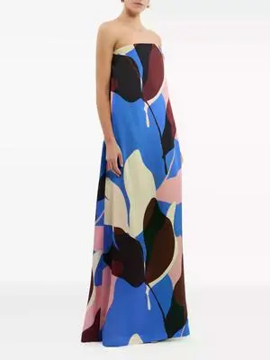 Rebecca Vallance Mika Abstract-print Strapless Maxi Dress