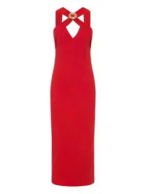 Rebecca Vallance Cameron Cross-neck Midi Dress