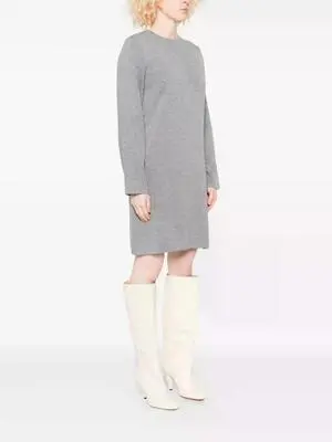 Fabiana Filippi Crew-neck Wool Midi Dress - Grey