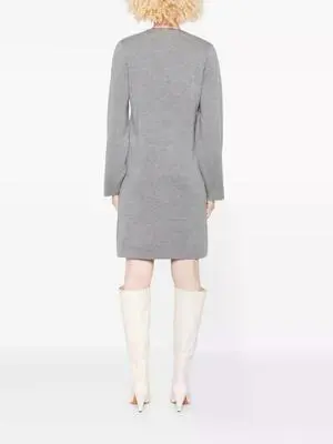Fabiana Filippi Crew-neck Wool Midi Dress - Grey
