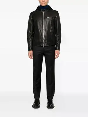 DONDUP Hooded Leather Jacket