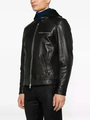 DONDUP Hooded Leather Jacket