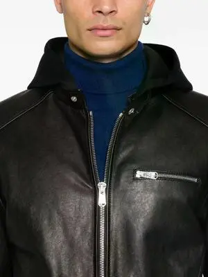 DONDUP Hooded Leather Jacket