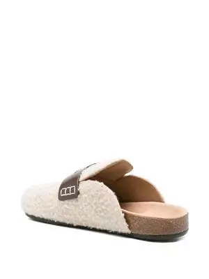 JW Anderson Shearling Mules With Leather Detail - Neutrals