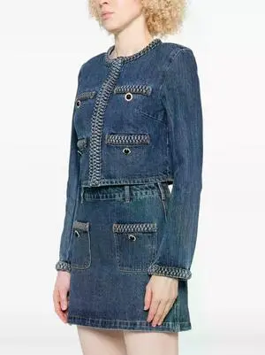 SELF-PORTRAIT Braided-trim Denim Jacket