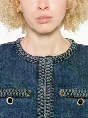 SELF-PORTRAIT Braided-trim Denim Jacket