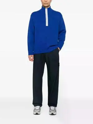 Stone Island High-neck Zip-front Wool Sweater