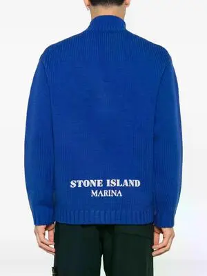 Stone Island High-neck Zip-front Wool Sweater