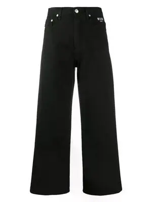 MSGM Wide-leg Trousers With Logo Detail
