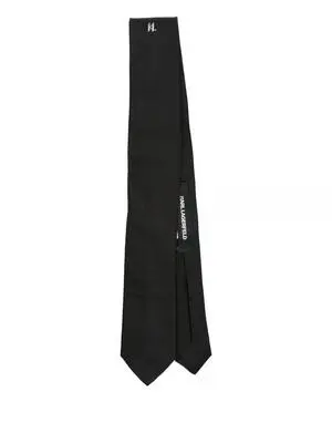 Karl Lagerfeld Logo-embroidered Silk Neck Tie - Black