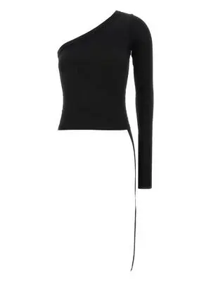 Rick Owens Ziggy Asymmetric-neckline Long-sleeve T-shirt - Black