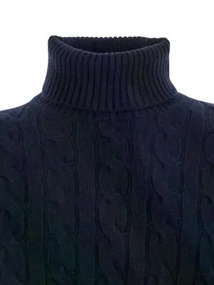 KANGRA Cable-knit Turtleneck Sweater - Blue