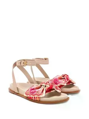 Farm Rio Ankle-strap Bow Flat Sandals - 25097 Spring Affair Beige