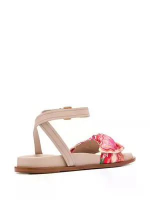 Farm Rio Ankle-strap Bow Flat Sandals - 25097 Spring Affair Beige