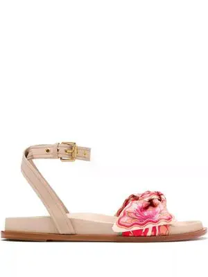 Farm Rio Ankle-strap Bow Flat Sandals - Neutrals