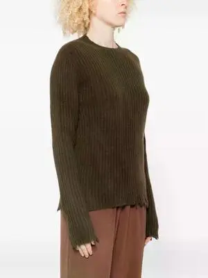 UMA WANG Ribbed Frayed-edge Jumper