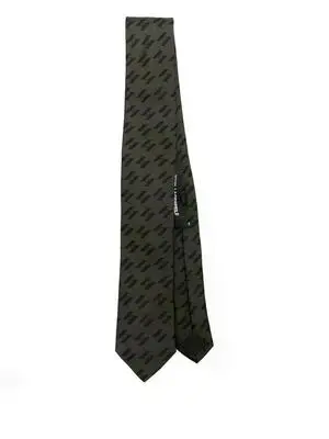 Karl Lagerfeld Geometric-pattern Silk Neck Tie - Green