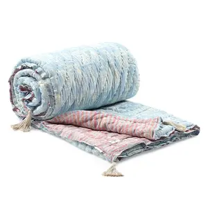 VVYOM Handcrafted Cotton Quilt, King - Aquamarine