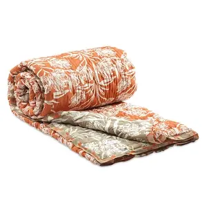 VVYOM Handcrafted Cotton Quilt, King - Saffron