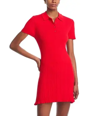 French Connection Collared Henley Mini Dress - Mars Red