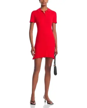 French Connection Collared Henley Mini Dress - Mars Red